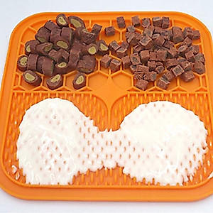 AHEGAS Dog Food Bowl Pet Bowl/Pet Universal/Silicone/Blue Orange/Choke Prevention Slow Food Dog Licking Plate ( Color : A )