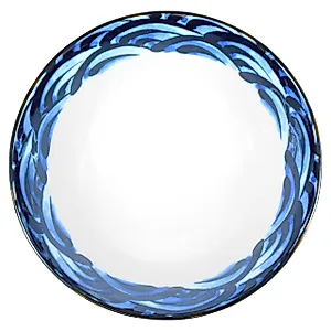 Japanese Mino Yaki(Ware) Ceramic Ramen Bowl and Ramen Spoon Set - Wave Navy, 33.8 fl oz, Japanese Donburi, Noodle, Soup Bowl, Microwave & Dishwasher Safe, Home Kitchen & Restaurant, Japanese Gifts