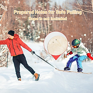 Goplus Wood Snowboard, Sledding Board W/ Adjustable Step-in Bindings, Contoured Foot Deck, ASTM Approved Skiing Board Winter Sports Ideal for Beginners, Kids & Teens Age 5+