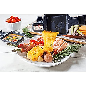 Electric Cheese Raclette Table Grill w Nonstick Grilling Plate & Cooking Stone- Electric Indoor, Smokeless Korean BBQ Party, Deluxe 8 Person Tabletop Cooker w Hotplate- Melt Cheese Grill Meat, Veggies