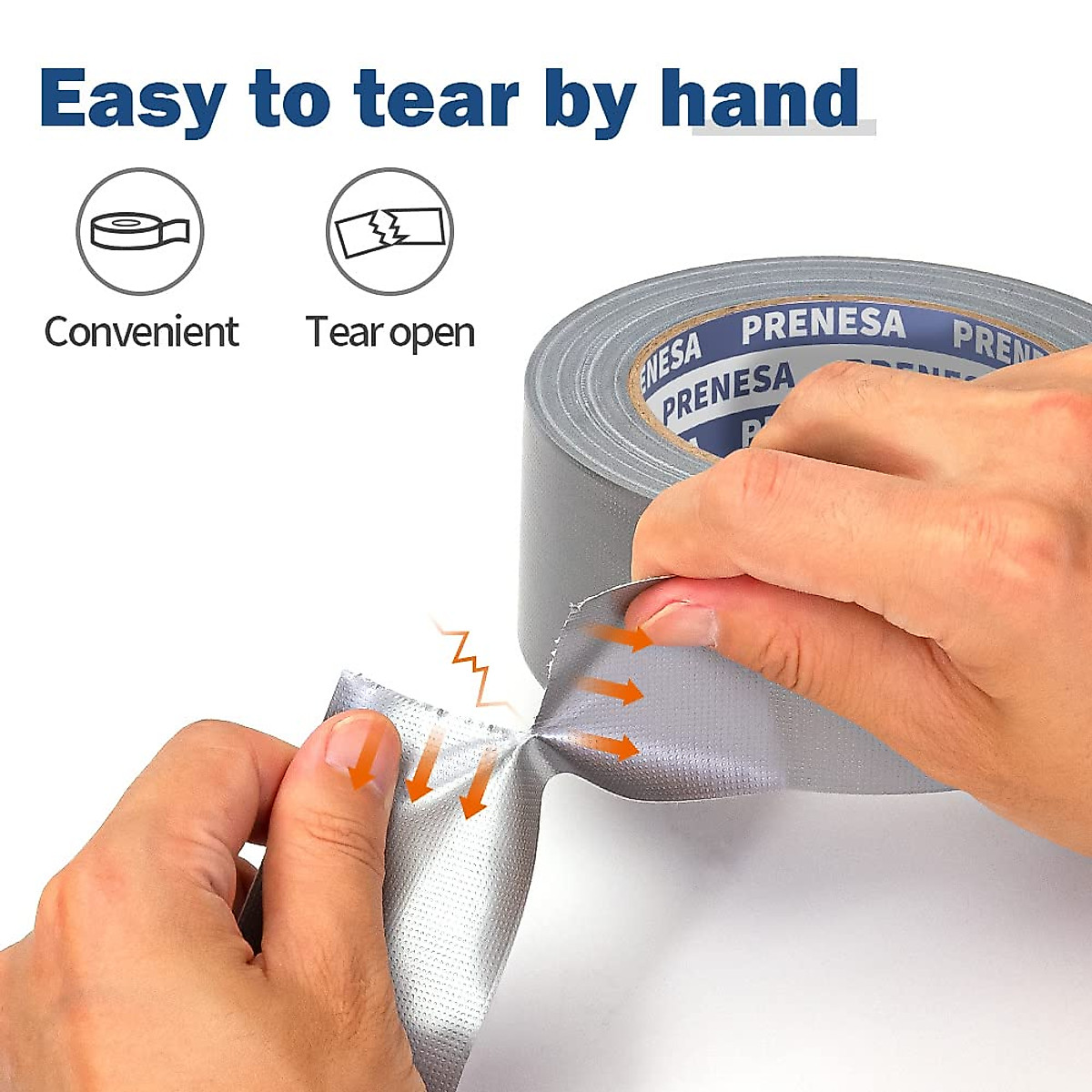 Prenesa Duct Tape Heavy Duty Waterproof - 1.88" Wide x 35Yards Adhesive Weatherproof Flexible Multi Use Duct Tape Ideal for Pipe/Sealing/Metal Repair/Insulation, 1 Roll