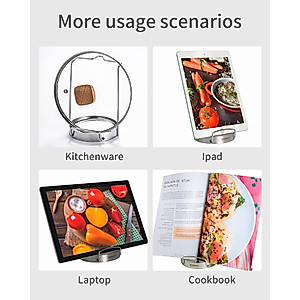 Mukkuri Pot Lid Organizer, Pot Lid Holder 304 Stainless Steel Pot Lid Stand,Lid and Spoon Rest Cutting Board Holder,Pot Lid Rack for Kitchen Utensil(Silver)