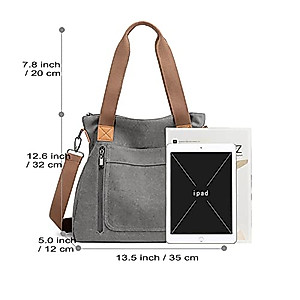 DOURR Multi Pocket Crossbody Bags for Women Casual Work Shoulder Tote Purses Retro Top Handle Handbags (Gray)