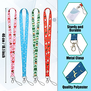 Kisston 20 Piece Seasonal Holiday Lanyards for ID Badges Flat Pass Lanyards with Stainless Swivel Hook Neck Multiuse Seasonal ID Tag Name Badge Lanyards for Keys Office School Cruise Gifts