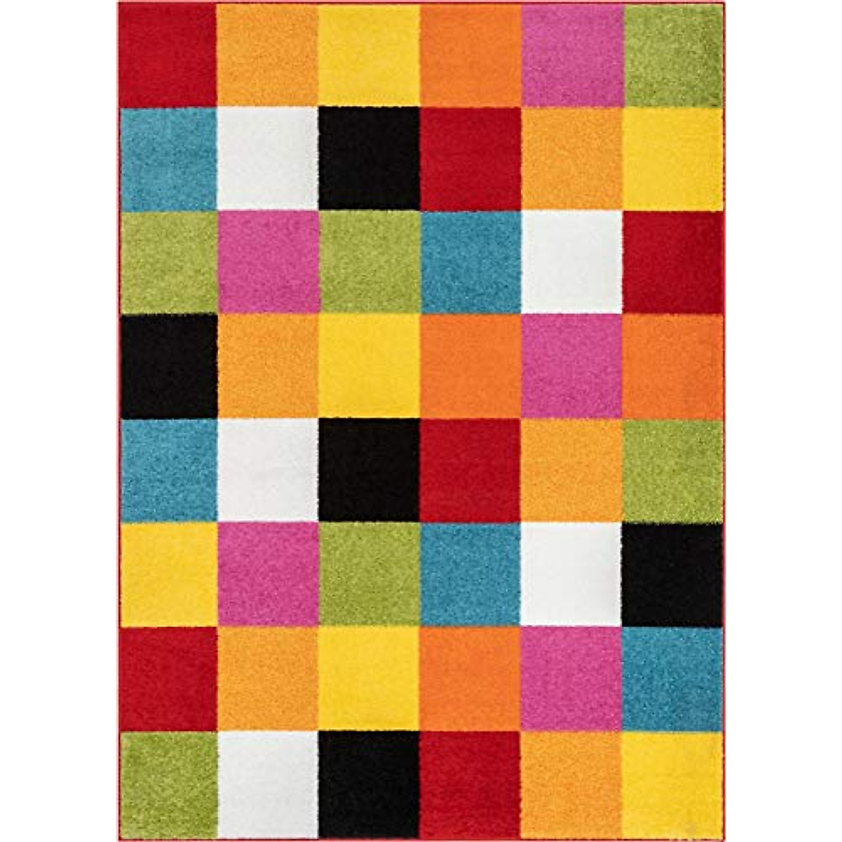 Well Woven StarBright Bright Square Modern Geometric Multi 5' x 7' Kids Area Rug, Multicolor