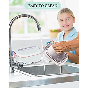 COROTC Electric Lunch Box [Mother's Day gift], Dual Lid Electric Lunch Box Food Heater,12V/24V/110V/220V 4 in 1 Food Warmer Lunch Box, Portable Microwave With Spoon/Fork/Carry Bag, Light Blue