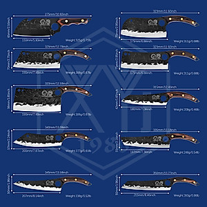 XYJ 10-pcs Kitchen Knife Set,Forged Chef Knives,Vegetable Meat Cleaver,Carving,Nakiri,Full Tang,Cutlery Knife With Carry Bag,&Poultry Scissor (Coffee)