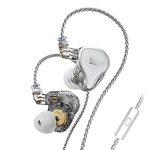 KZ ZAS IEM Earphones,16-Unit Hybrid High-Frequency 7BA+10mm Dual DD HiFi Stereo Sound Earphones Noise Cancelling Earbuds Built-in Callable in-Ear Headphones Wired(White with Microphone)