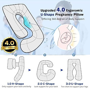 Sasttie Pregnancy Pillows for Sleeping, U Shaped Body Pillow Side Sleeper Pregnancy Must Haves, Maternity Pillow for Pregnant Women, Full Pregnant Pillow with Removable Velvet Cover, Grey