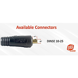 SÜA® - 150 Amp Welding Lead Extension - Dinse 10-25 Male/Female Connectors - #4 AWG cable (25 FEET)