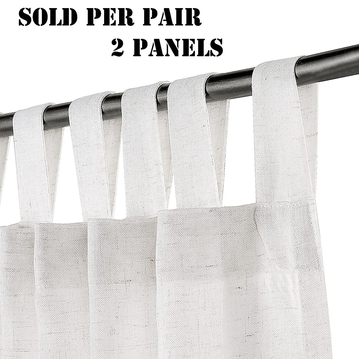 H.VERSAILTEX White Linen Curtains 108 inches Long Linen Curtains, Natural Linen Blended Curtains Tab Top Window Treatments Panels Drapes for Living Room/Bedroom Light Filtering Curtains 2 Panels