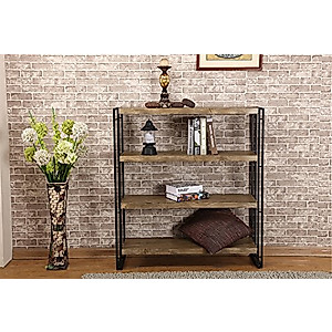 FIVEGIVEN 4 Tier Bookshelf Rustic Industrial Bookcase Etagere Open Office Book Shelf, Sonoma Oak