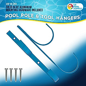 U.S. Pool Supply Set of 2 Blue Aluminum Pool Hangers for Telescopic Poles - Store Poles with Nets, Vacuums, Hoses & Attachments - Organize Swimming Pool Area, Accessory Equipment