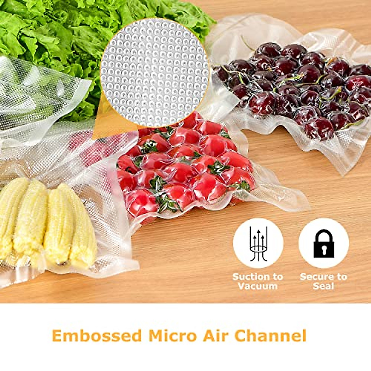 FRESKO 8"x12" Food Vacuum Sealer Bags, 120Pcs PreCut Bags for Food Vacuum Storage, Vacuum Seal Food Sealer Bags with BPA Free and Heavy Duty, Great for Sous Vide Bag Meal Prep