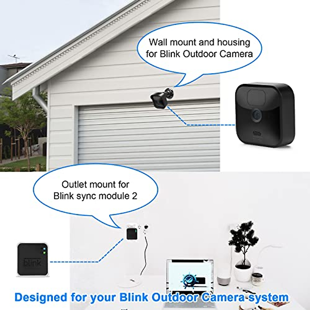 All-New Blink Outdoor Camera Wall Mount, Weatherproof Protective Housing and 360 Degree Adjustable Mount with Blink Sync Module 2 Mount for Blink Outdoor Security Camera System (Black 3Pack)