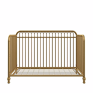 Little Seeds Raven 3-in-1 Convertible Metal Crib, JMPA Certified, Gold