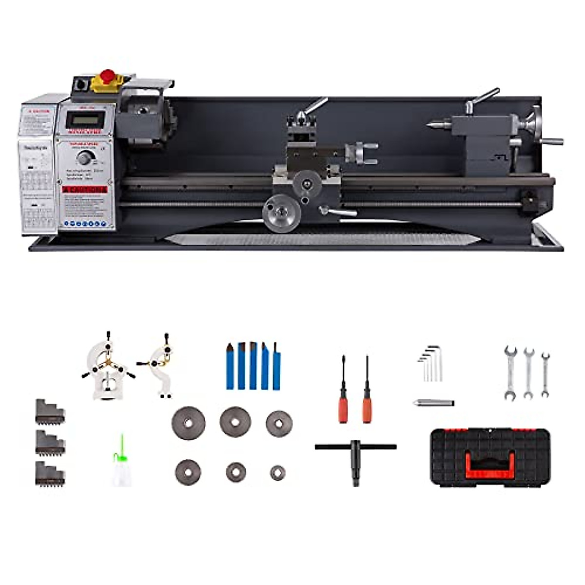 CO-Z 8.7"x29.5" Mini Metal Lathe with 1100W Brushed Motor 5 Turning Tools, Benchtop Metal Lathe with LCD Display 2250rpm Max Variable Speed for Home Machinists Workshop DIY Metalworking Crafts