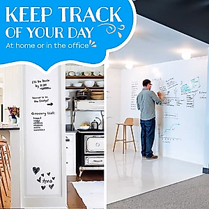 MMFB White Board Sticker Dry Erase, Chalkboard Wallpaper Stick and Peel Adhesive Roll with 4 Ery Erase Chalk Markers for Wall, Tables, Schools, Home (17.8" X 84", 1 Pack)