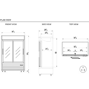 KITMA Two Section Glass Sliding Door Reach-In Refrigerator - Commercial Beverage Refrigerators, Upright Merchandiser Refrigerator, Beverage Cooler with LED Lighting - 48 Cu. Ft