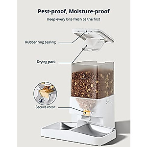 Automatic Cat Feeders, WiFi 5L Automatic Pet Feeder with Anti-Stuck Design, Programmable Cat Food Dispenser for 1-2 Cats and Dogs, 60 Portion 10 Meal Per Day