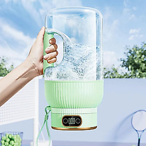 Multifunctional Portable Juicer, Yulyoie Multifunctional Portable Juicer Cup with Digital Display, Portable Juicer Blender, Rechargeable for Shakes and Smoothies (Green+Lip)