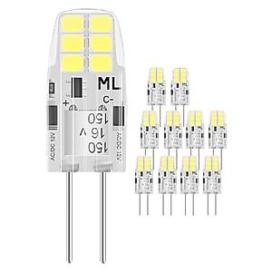 winshine G4 LED Bulb 12V AC/DC, 5000K Daylight, 20/35W Halogen Equivalent, Bi-pin Base LED Landscape Light Bulbs, 2W T3 JC Type Light Bulbs For Under Cabinet, Counter, 360° CRI85+ Non-dimmable 10 Pack