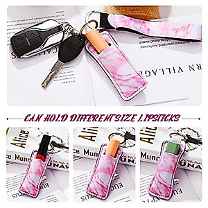 30 Pieces Halloween Lipstick Keychain Holders Lipstick Holder Keychain with Wristlet Keychain Lipstick Sleeve Pouch Lip Balm Portable Pocket Lip
