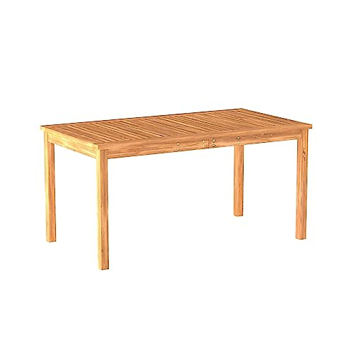 Walker Edison Dominica Contemporary Slatted Outdoor Dining Table, 34 Inch, Brown