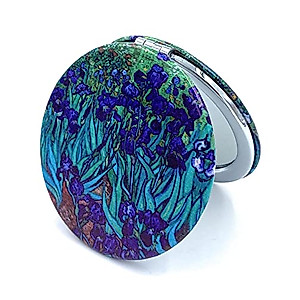 Aeisage Pocket Mirror for Women Small Travel Mirror Magnifying Van Gogh Irises Flower Purse Mirror Compact Unique Gift for Artistic Mom Diameter 2.75 x 0.4 Thickness