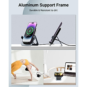 KPON Wireless Charging Stand,15W Fast Wireless Phone Charger for Thick Cases,Compatible with iPhone 15 14 13 12 11Pro Max/XR/XS Max/XS/X/8/8Plus Galaxy S22/S21/S9/S8(with QC Adapter)