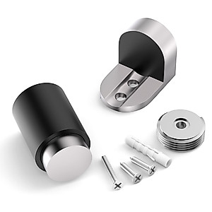 Cylindrical Floor Mount Door Stop Stainless Steel Heavy Duty Magnetic Door Stopper Height-Adjustable Brushed Satin Door Holder Floor Mount