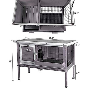 GUTINNEEN Indoor Rabbit Hutch Outdoor Bunny Cage Wooden Small Animal Cages with Slide Out Tray for Guinea Pig, Ferret