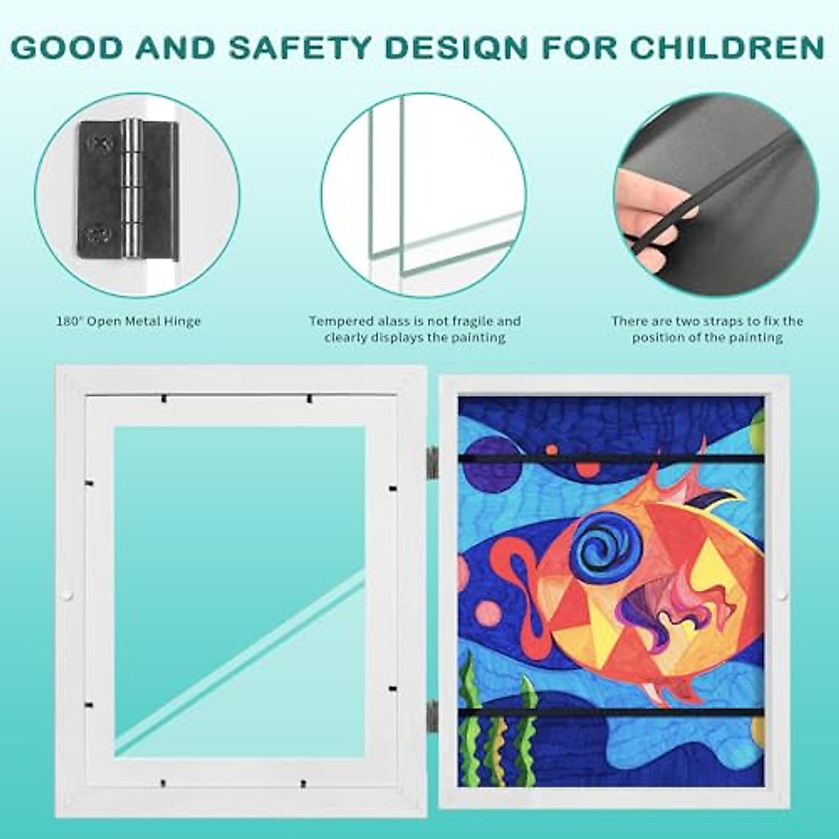 Rexllon Kids Art Frames, 8.5x11 or A4 Front Opening Kids Artwork Frames Changeable, Artwork Display Storage Frame for Wall, With Mat and HD Glass, For Kids Artwork,Photos,Crafts,Drawing(White,1 Pack)