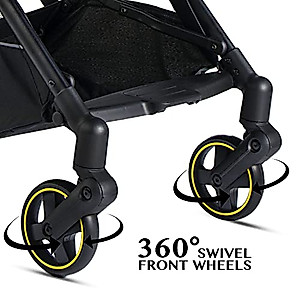Royalbaby Lightweight Infant Stroller 360 Reversible Seat, Compact Fold, Portable Travel Toddler Baby Stroller with Umbrella & Multi-Position Reclining, Adjustable Large Canopy, Extra Storage, Yellow