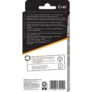 BIC Flex 5 Hybrid Disposable Razors for Men, 1 Handle and 6 Cartridges With 5 Blades, 7 Piece Razor Set for Men