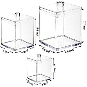Youngever 60-Ounce, 30-Ounce and 15-Ounce Clear Plastic Apothecary Jars Set of 3, Square Shape