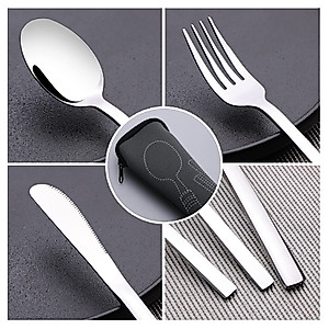 Fiazony 3-Piece Stainless Steel Traveling Cutlery for School, Office, Company, Camping Flatware with Carrying Case