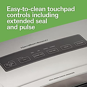 Hamilton Beach NutriFresh Vacuum Sealer Machine with Bag Cutter, BPA Free Food Sealing Starter Kit, Silver (78220)