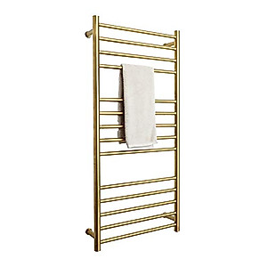 BERGOTO Towel Warmer Rack Home Bathroom 14 Bar Stainless Steel Space Saving Plug-in Wall Mounted Cloth Towel Heated Drying Rack Gold/Black (Gold)