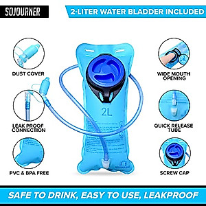 SOJOURNER Rave Hydration Pack Backpack - 2L Water Bladder Included for Festivals, Raves, Hiking, Biking, Climbing, Running and More (Medium) (Holographic - Pink)