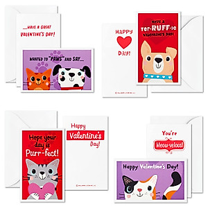 Hallmark Valentines Day Cards for Kids and Pop Up Mailbox for Classroom Exchange, Cats and Dogs (1 Box, 32 Valentine Cards, 1 Teacher Card)