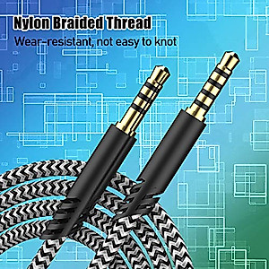Replacement for Astro A40 Cord, A10 Headset Cable Braided Wire, 6.5 Feet/2.0 M Volume Control Cable Compatible with Astro A40TR/A40/A10 Gaming Headsets Cord (Black and White)