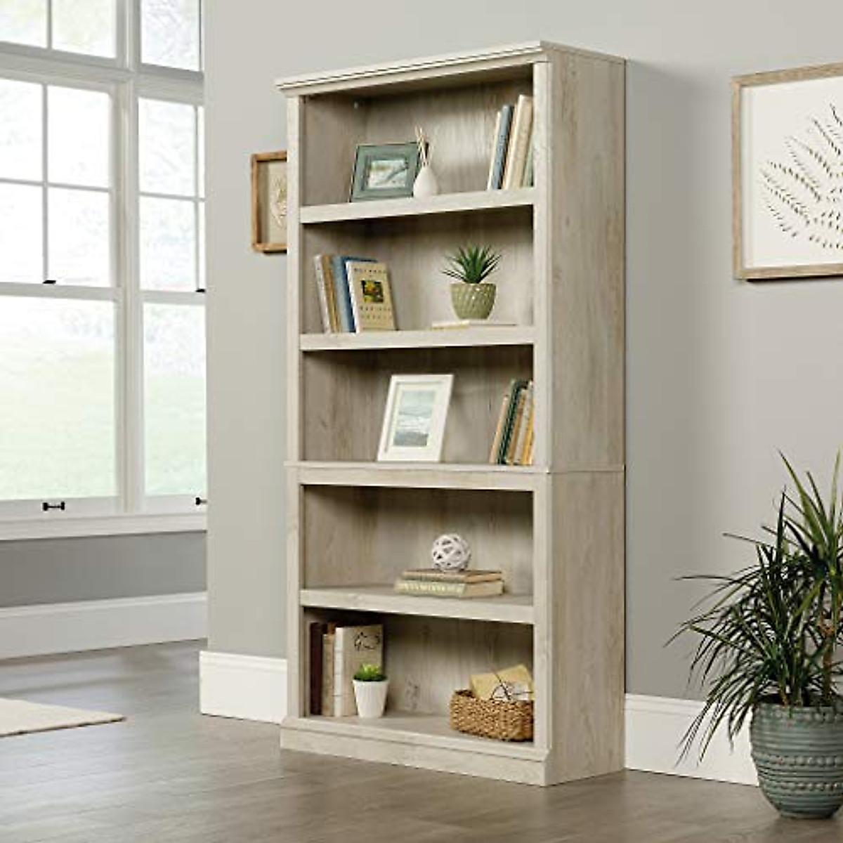 Sauder Select Collection 5-Shelf Bookcase, Chalked Chestnut finish