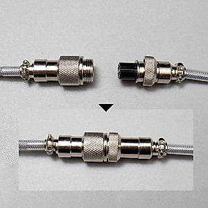 SUEHIODHY 5.9ft Custom Coiled Pilot Cable Type C to USB-A with Detachable Aviation Connector for Mechanical Gaming Keyboard