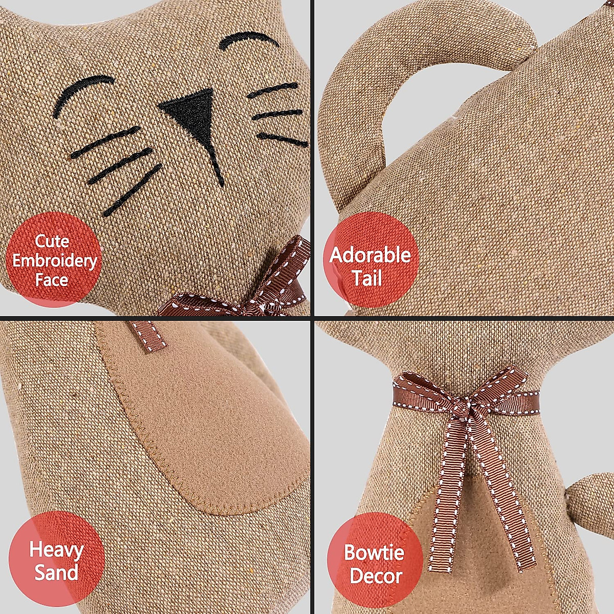 SANFERGE Cute Decorative Door Stopper for Home and Office Floor Door Stops, Fabric Animal Weighted Heavy Wall Protectors, Black Dog