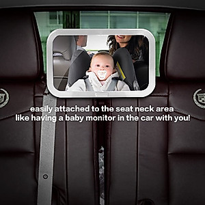 Shynerk Baby Car Mirror, Car Seat Mirror Safety 360° Rotation Wide Clear View, Shatterproof & Crash Tested, ‎SH-M-02, White