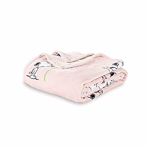 Berkshire VelvetLoft® Peanuts® Snoopy Cute Character Plush Throw Blanket,Peanuts Snoopy Make A Wish Spring Pink, Throw (55" x 70")