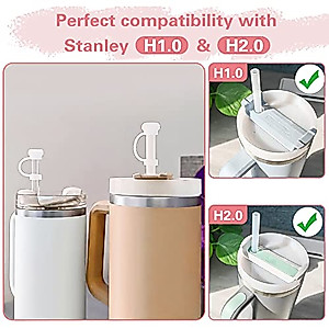 Silicone Spill Proof Stopper, Compatible with H1.0 & H2.0 Stanley Cup Spill Stopper Tumbler Accessories, Including 2 Straw Cover Cap, 2 Square Spill Stopper and 2 Round Leak Stopper