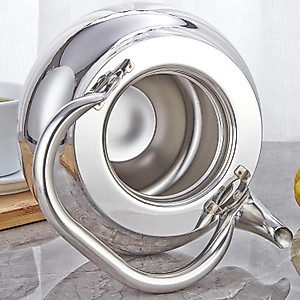 SANQIAHOME Stainless Steel Teapot With Removeable Infuser 71 oz (2000ml) Thickened Mirror Polished Stovetop Tea Maker for Herbal and Infusion