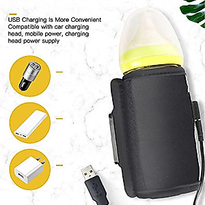 Sanpyl Milk Bottle Warmer, USB Powered Car Baby Bottle Heating Bag Travel Breast Milk Warmer with Temp Control and LCD Display, Evenly Heating for Indoor, Outdoor, Traveling, Driving